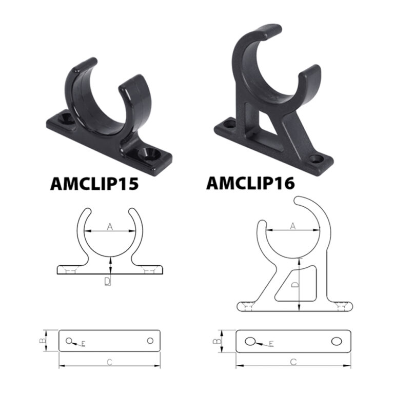 Wall-Mounted Ladder Storage Clips, Large – White Water Marine Hardware