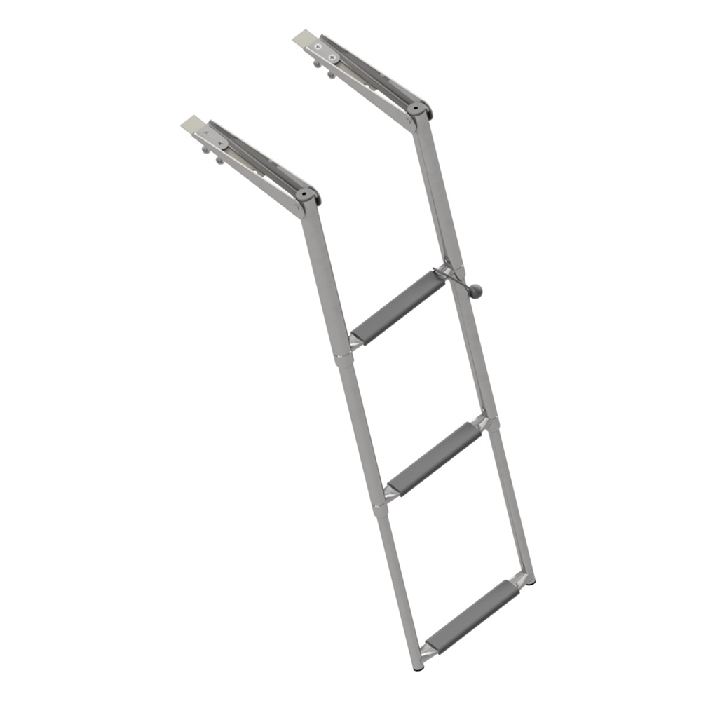 304 SS Gudgeon Sliding Over Platform Telescoping Ladder, 3 Step – White ...